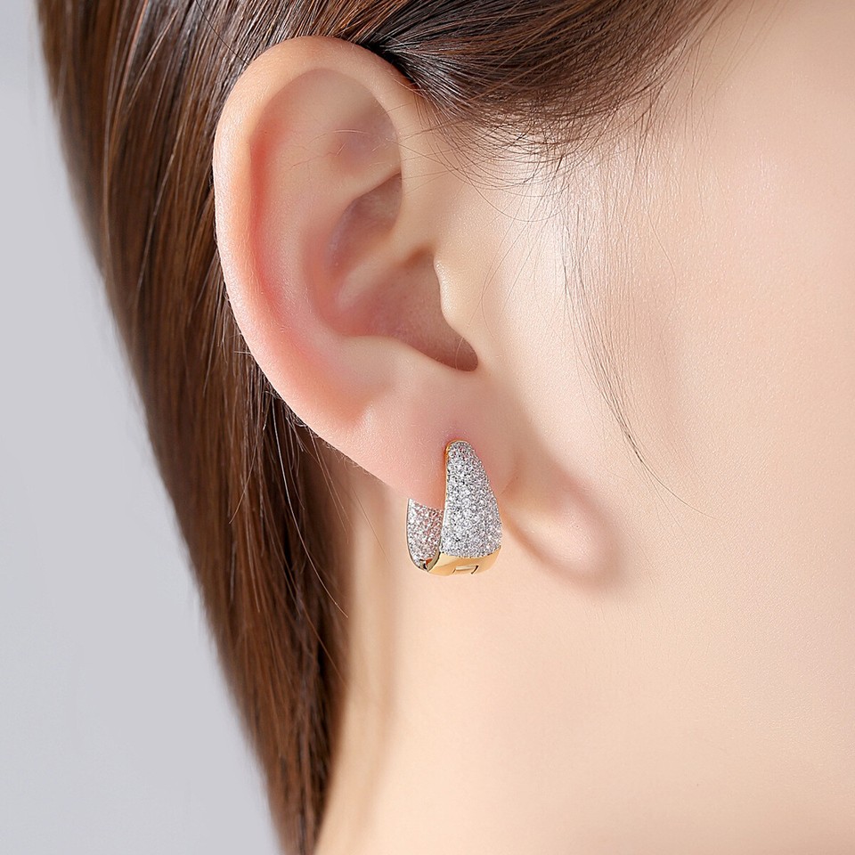 Geometric Plating Simple White Zircon Gold Plated Earrings For Women | eBay