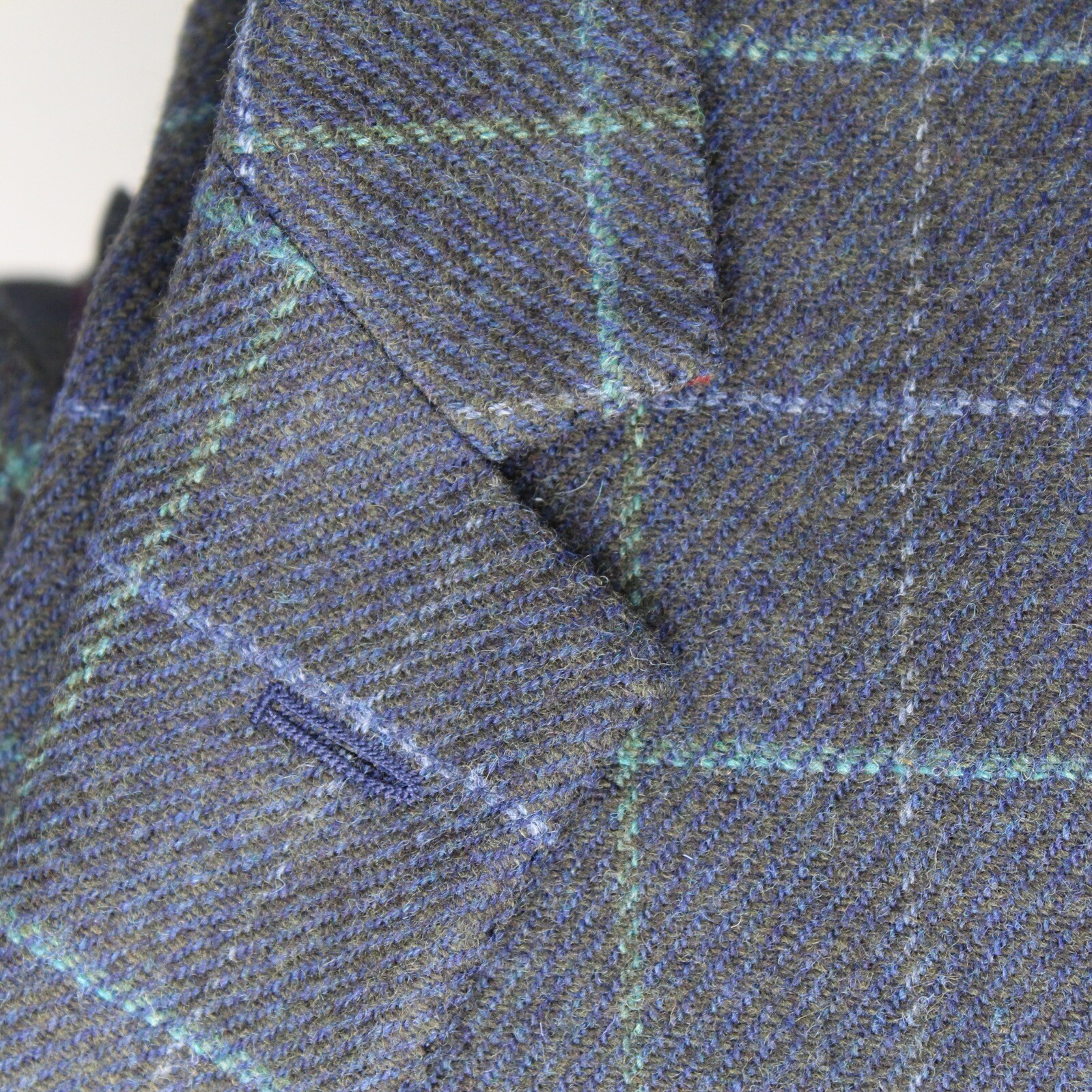 Duchamp Mens Tweed Hacking Jacket 42R Blue Green Plai… - Gem