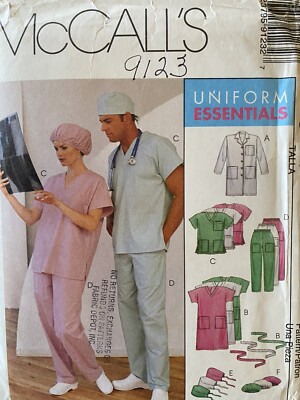 McCall 9123 SCRUBS Pattern - Top & Pant, Lab Coat, Dress Hat UNISEX ...