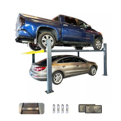 8500 Lbs Four Post Parking Lift 4-Post Storage Service Car Lift Casters ...