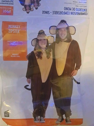 Brown Monkey Zipster Costume - Adult PLUS XXL (Pack Of 1) Durable ...