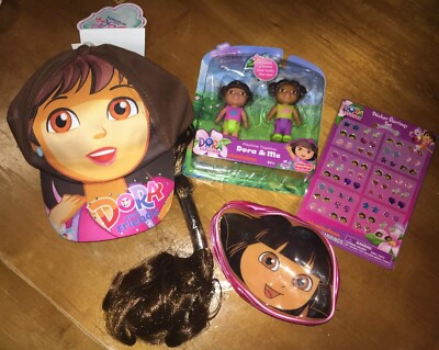 Dora Hat With Hair Dora & Me Toy Hair Clips Lot Earrings Jewelry Wig ...