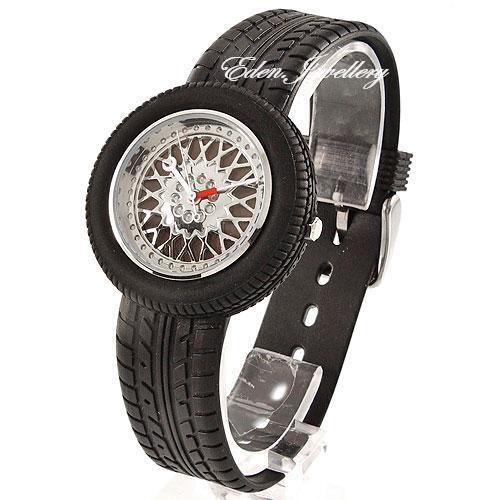 Extremely RARE Men WHEEL Watch For Car Lovers Deluxe Box Tyre Strap ...