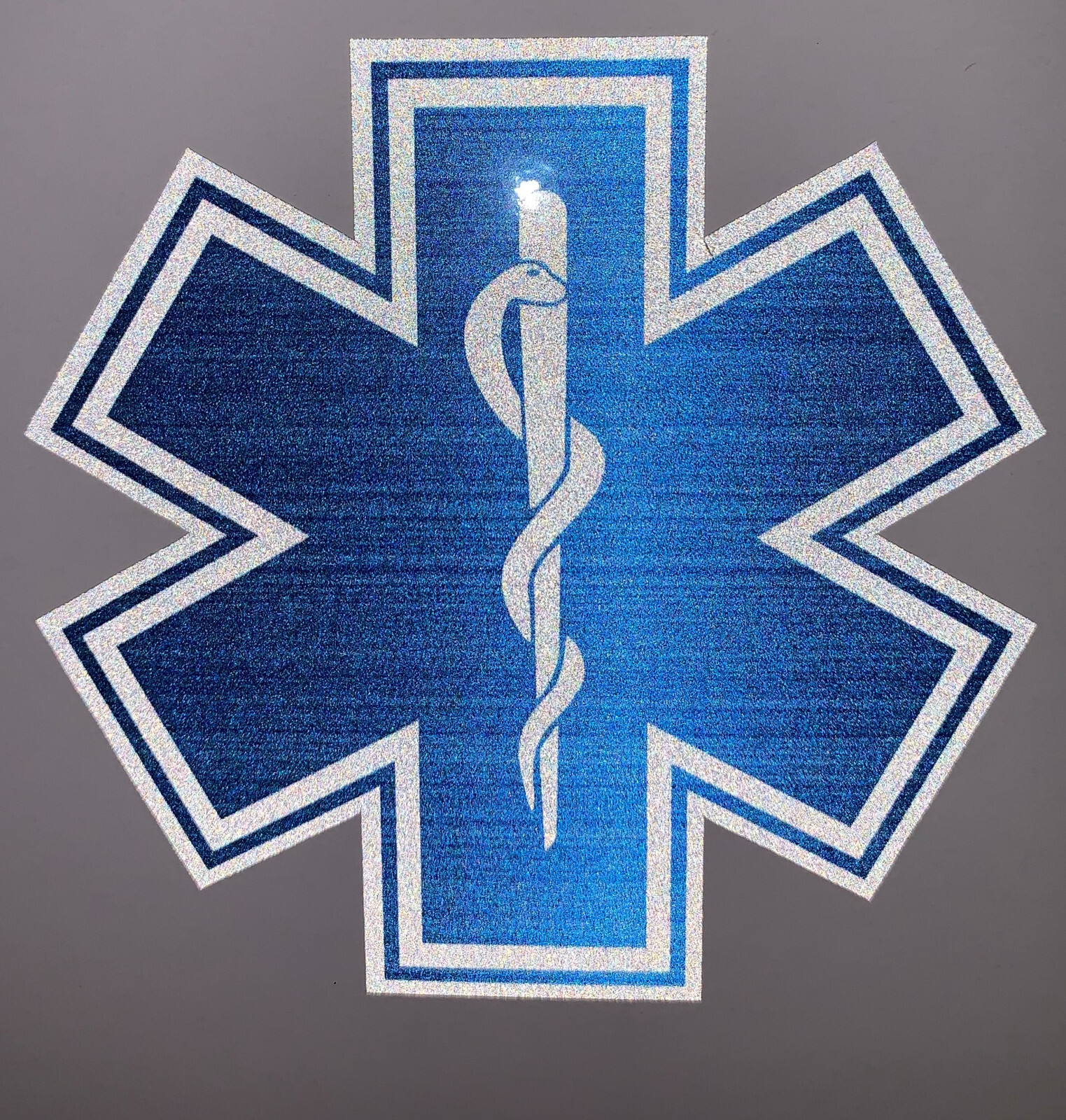 STAR OF LIFE BLUE METAL PRINTED KISS CUT DECAL - 4.0" - STANDARD or ...