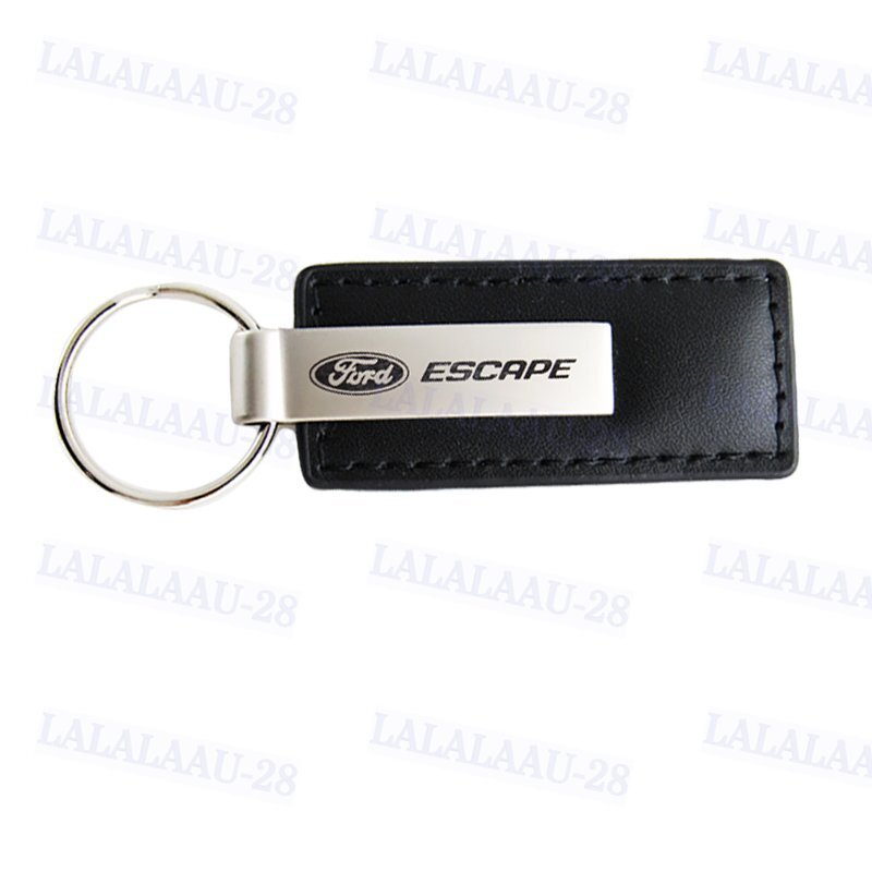 AUTHENTIC For FORD ESCAPE Key Ring Black Leather Rectangular Keychain ...