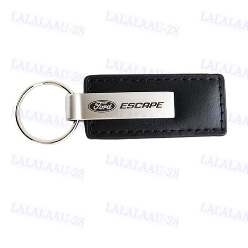 AUTHENTIC For FORD ESCAPE Key Ring Black Leather Rectangular Keychain ...