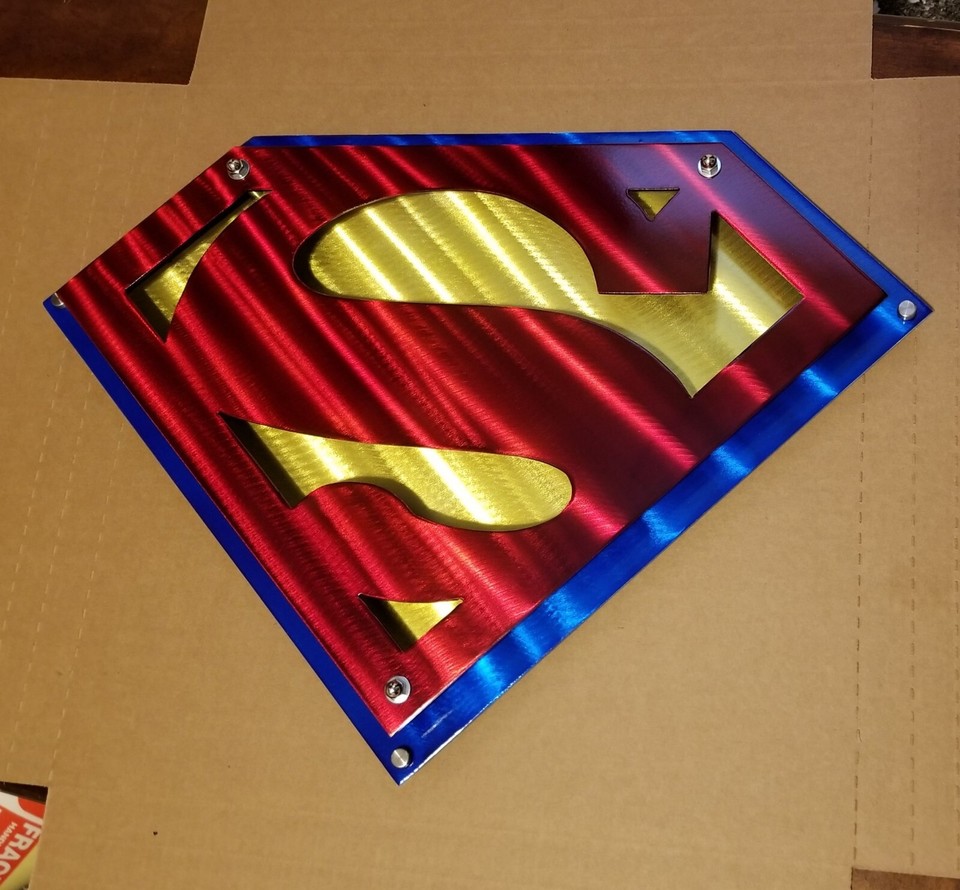 Metal Superman logo wall sculpture logo sign custom 24" Wall Art Home ...