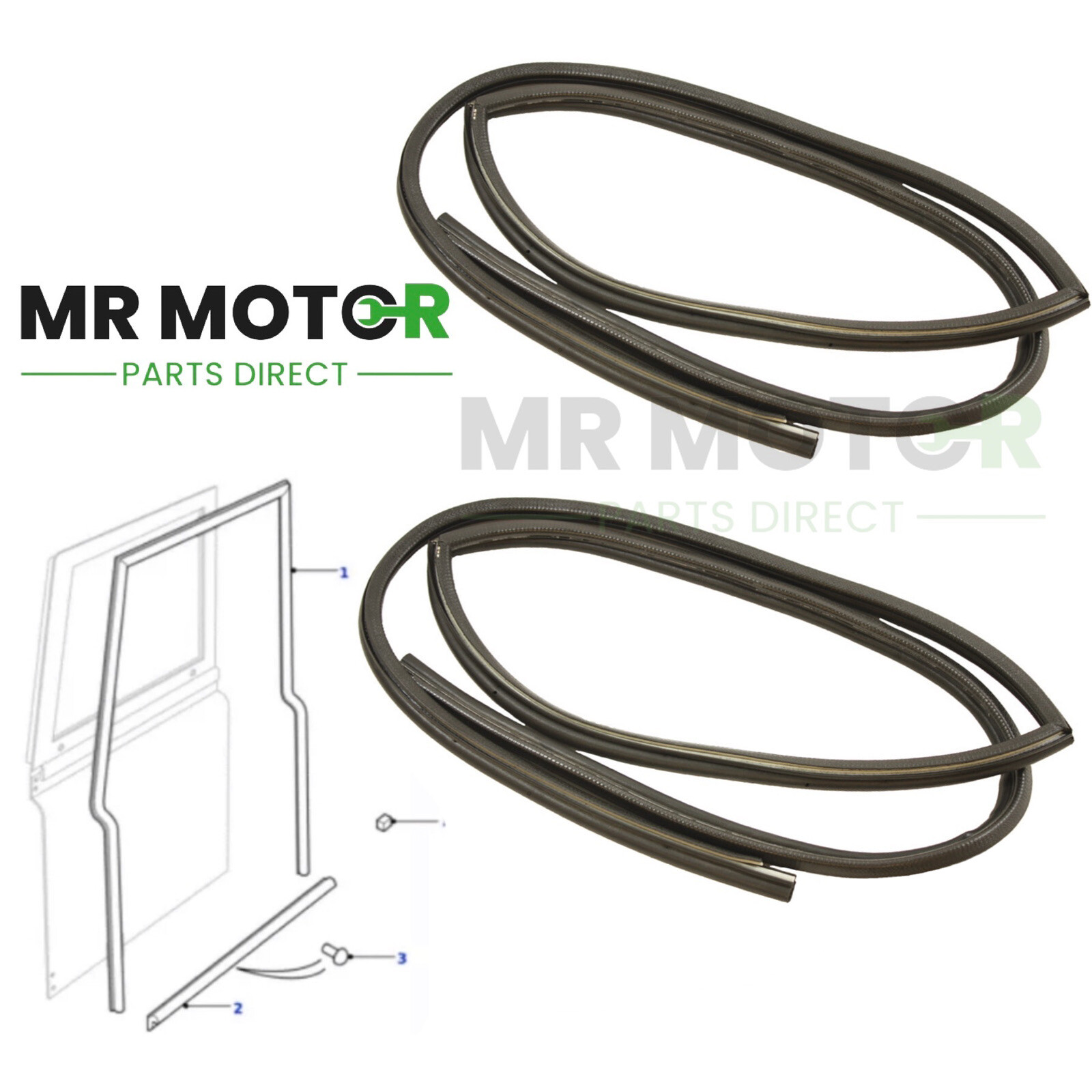 Land Rover Defender Pair of front Rubber LHS and RHS Door Weather Seals ...
