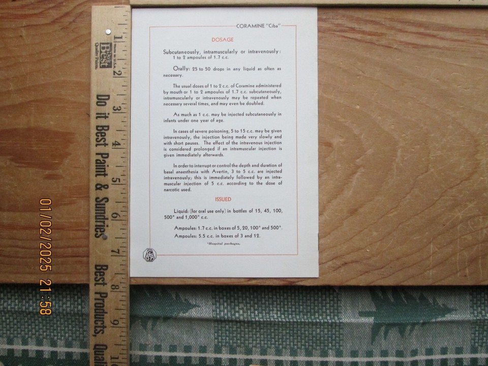 coramine - ciba co. brochure | eBay