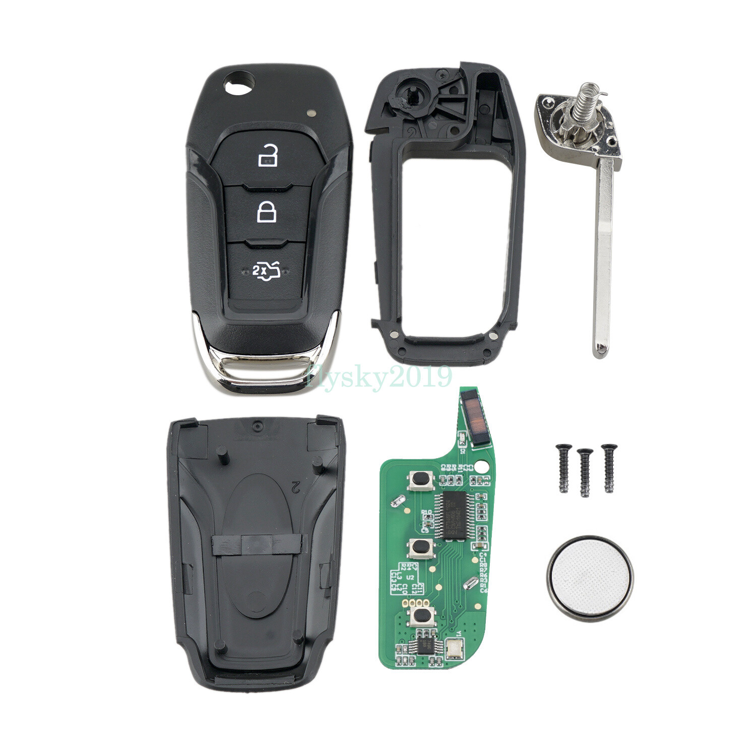 For Ford Transit Custom MK8, Transit 433MHz 3 Button Remote Key Fob ...