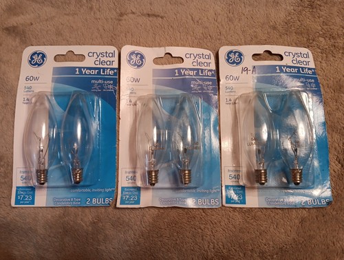 6 GE 60W Candelabra Base Decorative Fan Bulbs | eBay