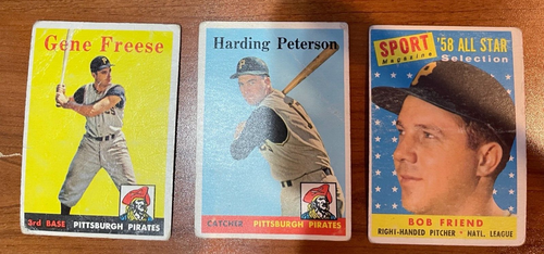 1958 Topps Pittsburgh Pirates Lot Bob Friend Harding Peterson Gene ...