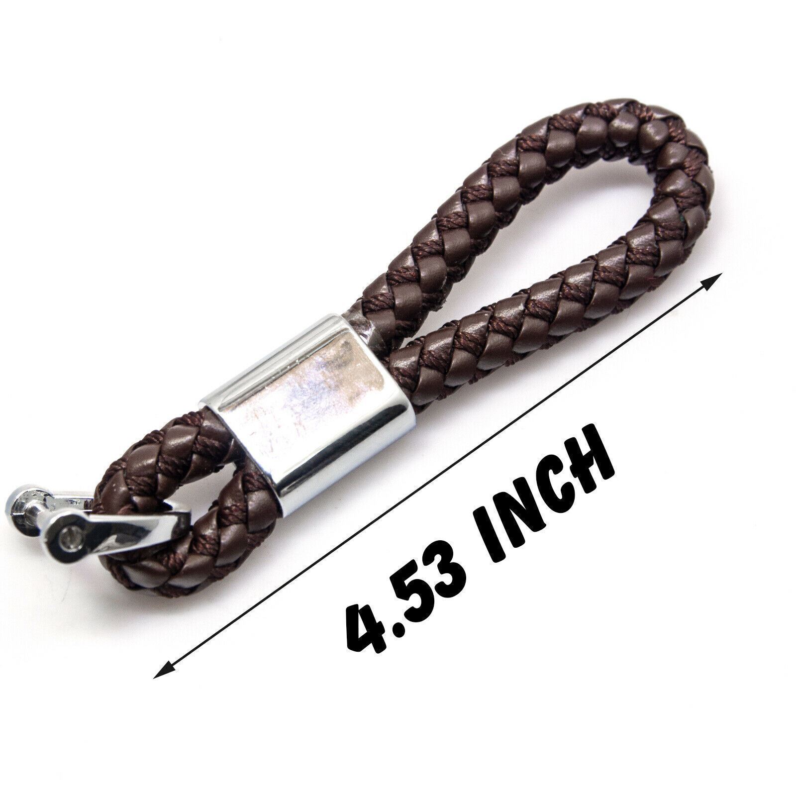 1X Brown Braided Leather Strap Key Chain Ring Fits Car Keychain For All ...