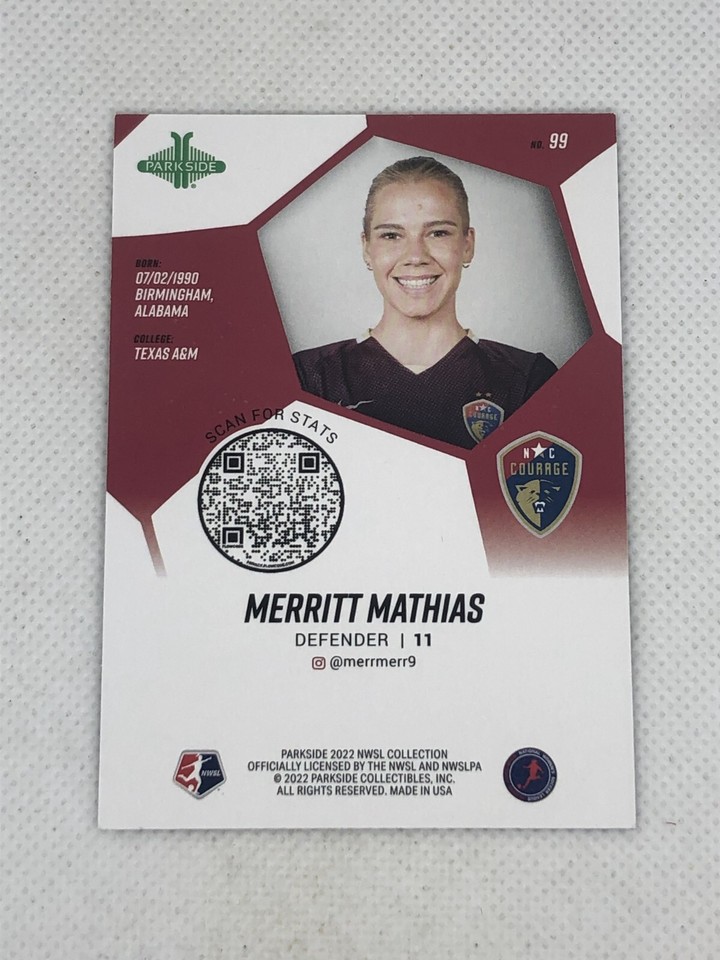 2022 Parkside NWSL | Merritt Mathias NC Courage | NWSL Foil! | eBay