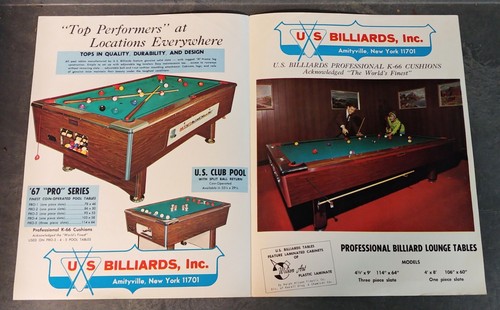 Vintage US Billiards Pool Tables Color 4 Page Sales Flyer Brochure ...
