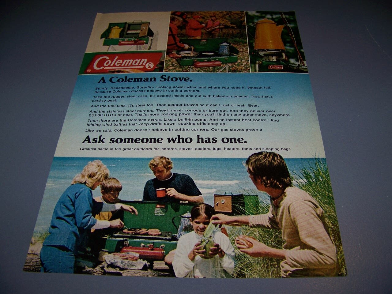 VINTAGE...1973 COLEMAN "COLEMAN STOVE"...1-PAGE COLOR SALES AD...RARE ...