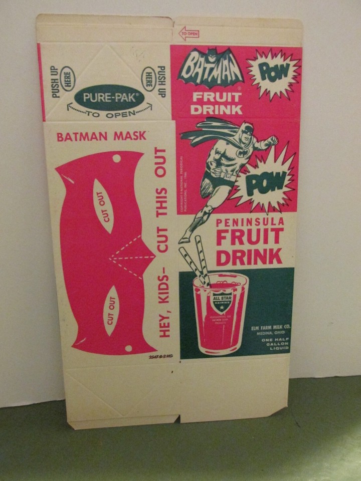 1966 BATMAN NEVER USED, NEVER UNFOLDED FRUIT JUICE CARTON | eBay