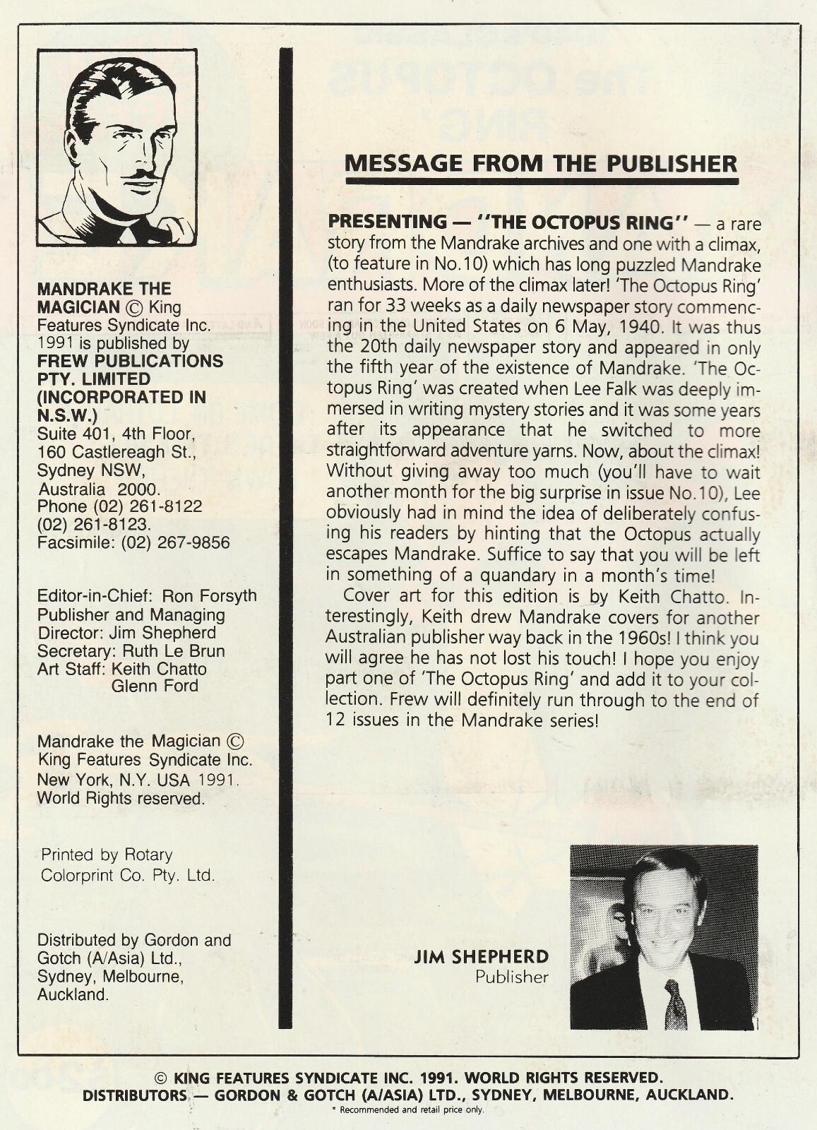 Australian Comic: Mandrake The Magician #9 - Frew 1991 - Keith Chatto Covers | eBay Australia