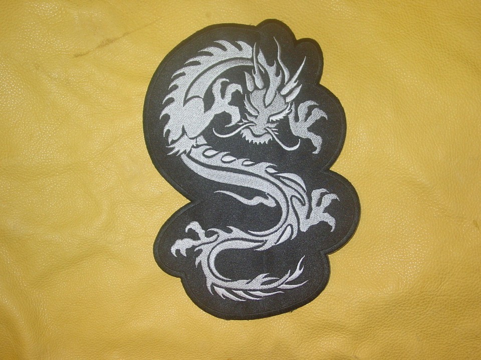 Silver grey Dragon Patch jacket ,Vest embroidered iron on patch Large 6 ...