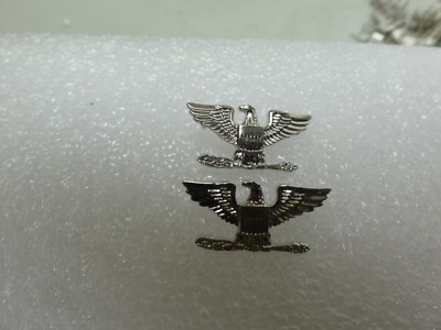 MILITARY SET OF 2 CHROME NAVY RANK COLONEL FULL BIRD OFFICER SMALLER 1 ...