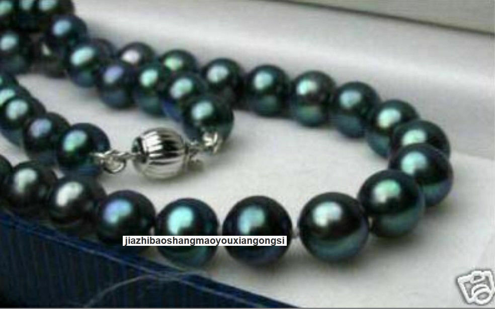 Genuine Natural 8-9mm Black Tahitian Cultured Pearl Bead Necklace 16-25 ...