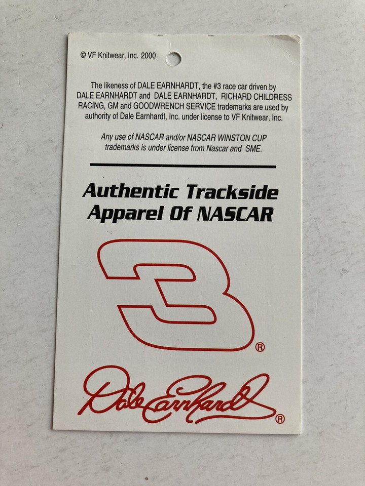 Vintage NASCAR Chase Authentics Dale Earnhardt Clothing Tag | eBay