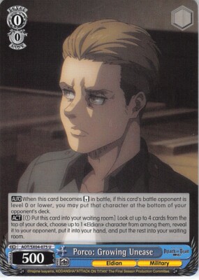 Attack on Titan Trading Card Weiss Schwarz AOT/SX04-075 U Porco ...