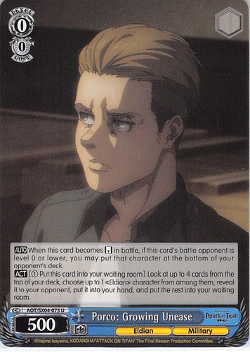 Attack on Titan Trading Card Weiss Schwarz AOT/SX04-075 U Porco ...