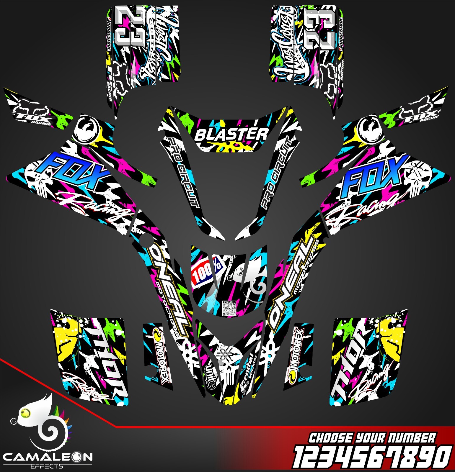 Yamaha Blaster YFS 200 yfs200 Decals Graphics Stickers Full kit ATV ...