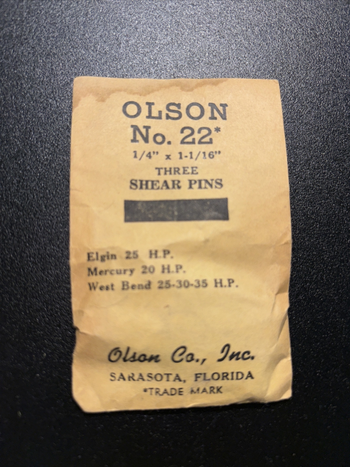 Olson Outboard Motor Shear Pin Set No. 22 (1/4” x 1-1/16") NOS | eBay
