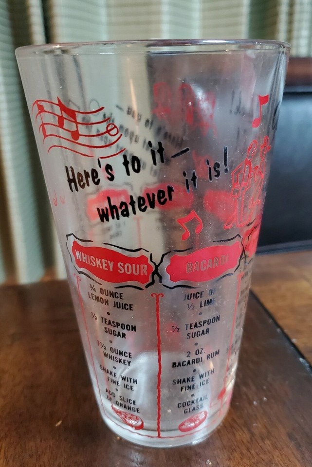 Vintage Good Luck! Beer Glass Skol Prosit Drink Cocktail Recipe Federal ...