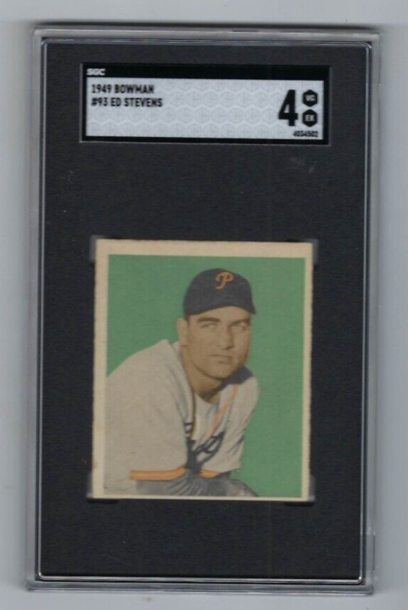 1949 Bowman baseball card #93 Ed Stevens Pittsburgh Pirates graded SGC ...
