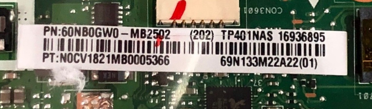 ORIGINAL ASUS TP401NA MOTHERBOARD 69N133M22A22(01) 60NB0GW0-MB2502 | eBay