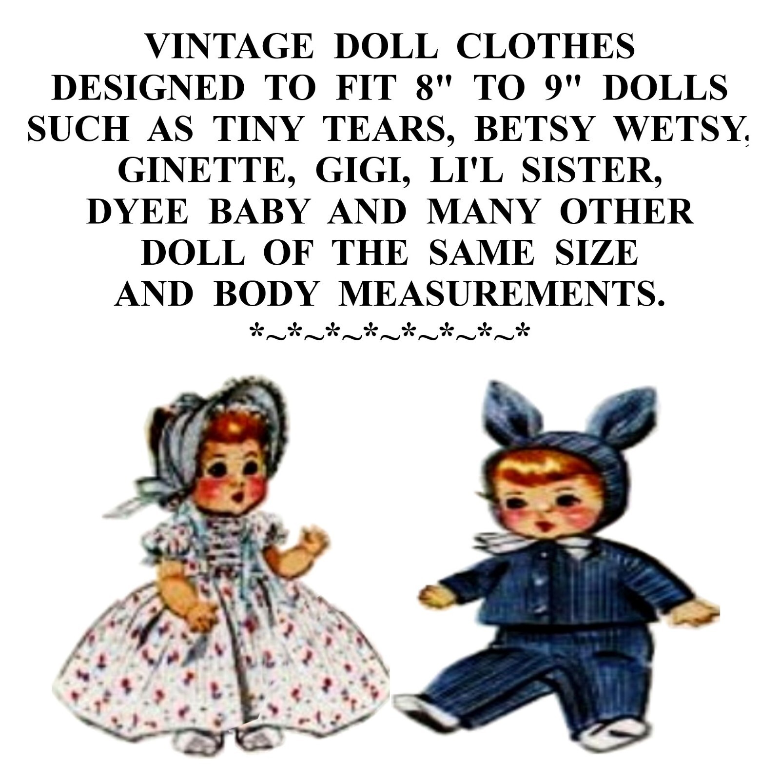 8" - 9" Doll Clothes Pattern McCall's 2183 Chubby Baby Wardrobe Vintage ...