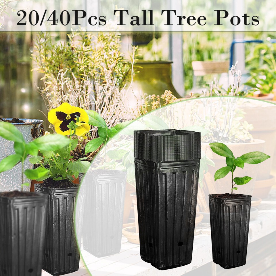 40pcs 7.8" Deep Tree Pots Seedling Nursery Pots Deep Plant Flowers ...