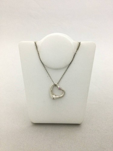 TIFFANY & Co. Open Heart Pink Sapphire Necklace Pendant Charm Silver ...