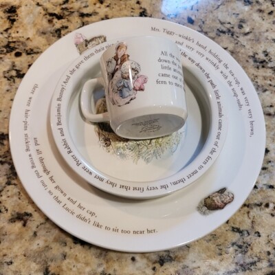Wedgewood Beatrix Potter Peter Rabbit Mrs TIGGY-WINKLE Child's 3-Piece ...