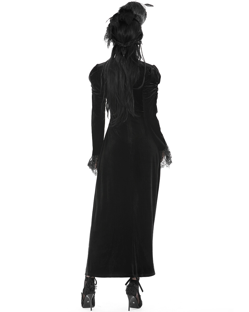 Dark In Love Womens Long Victorian Gothic Mourning Velvet Maxi Dress | eBay