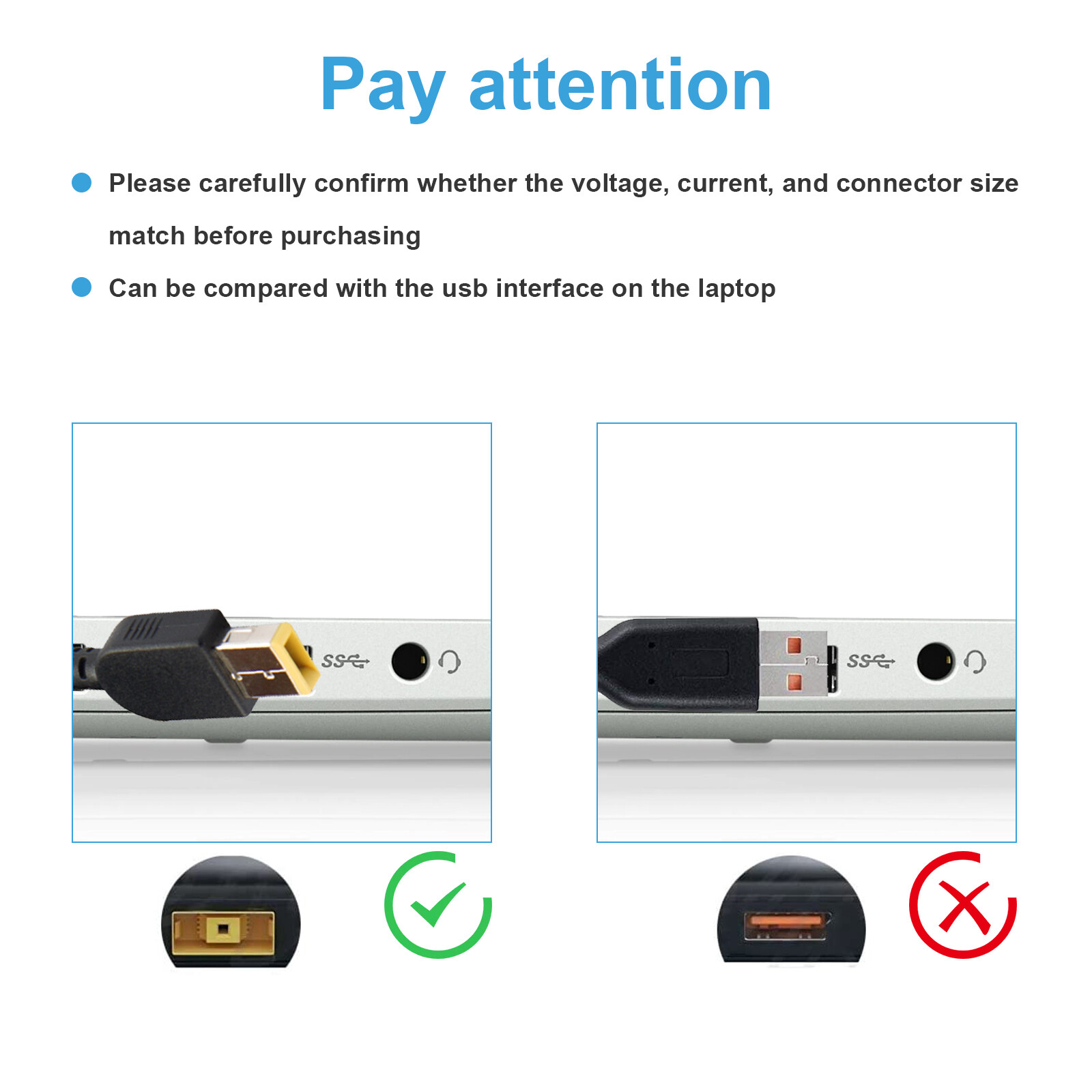USB Yellow Tip Charger For Lenovo ThinkPad Ideapad Yoga AC Adapter ...