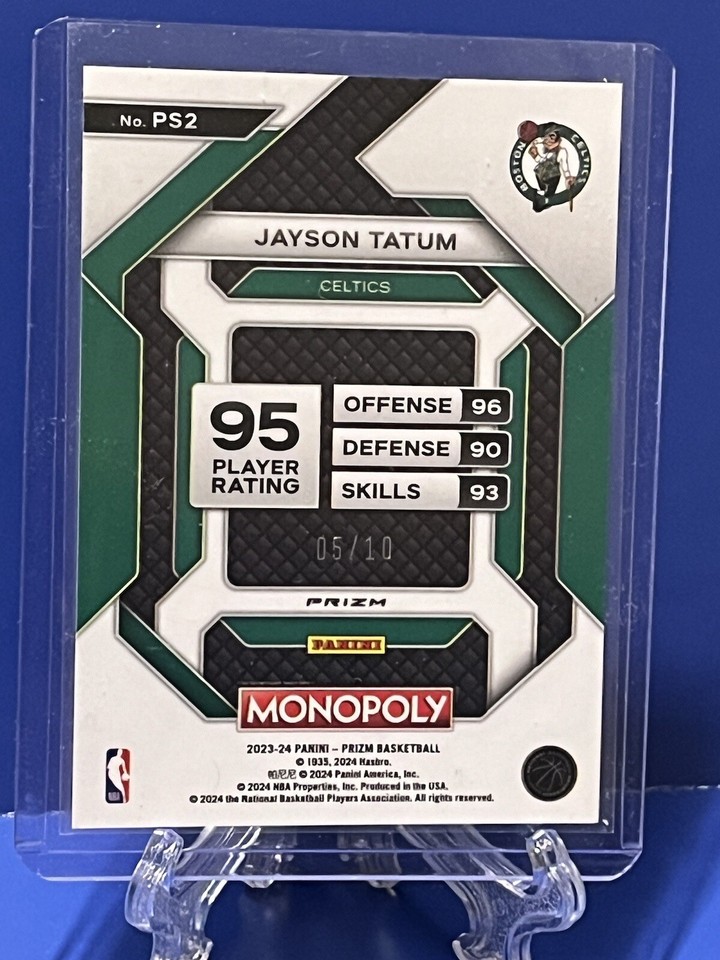 Jason Tatum #’d /10 Blue Millionaire Shimmer 2023-24 Panini Prizm ...