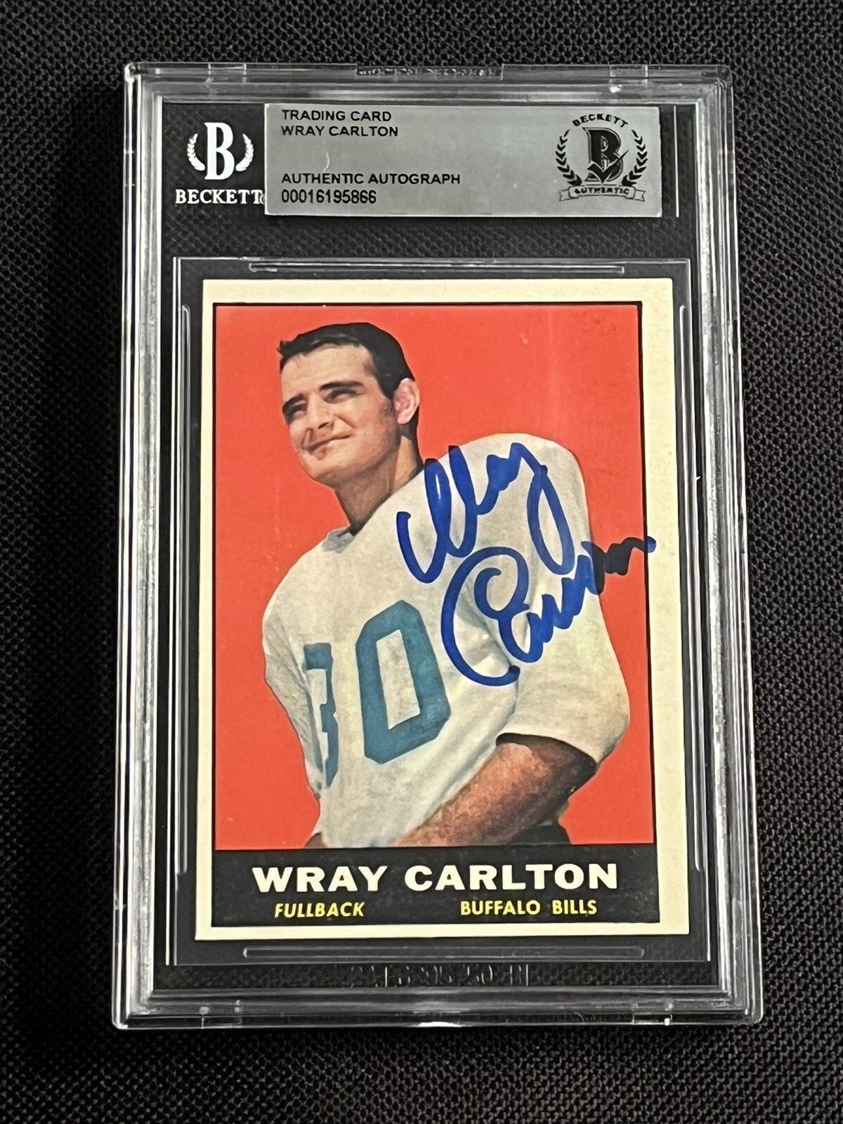 WRAY CARLTON 1961 TOPPS ROOKIE SIGNED AUTOGRAPHED CARD BECKETT BAS ...