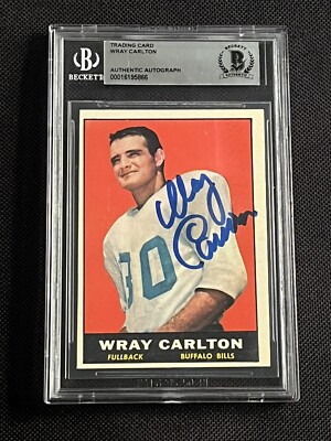 WRAY CARLTON 1961 TOPPS ROOKIE SIGNED AUTOGRAPHED CARD BECKETT BAS ...