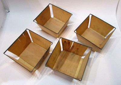 4 Primitive Old 1920s Small 3x5 Square Shaved Wood Wire Rim Antique ...