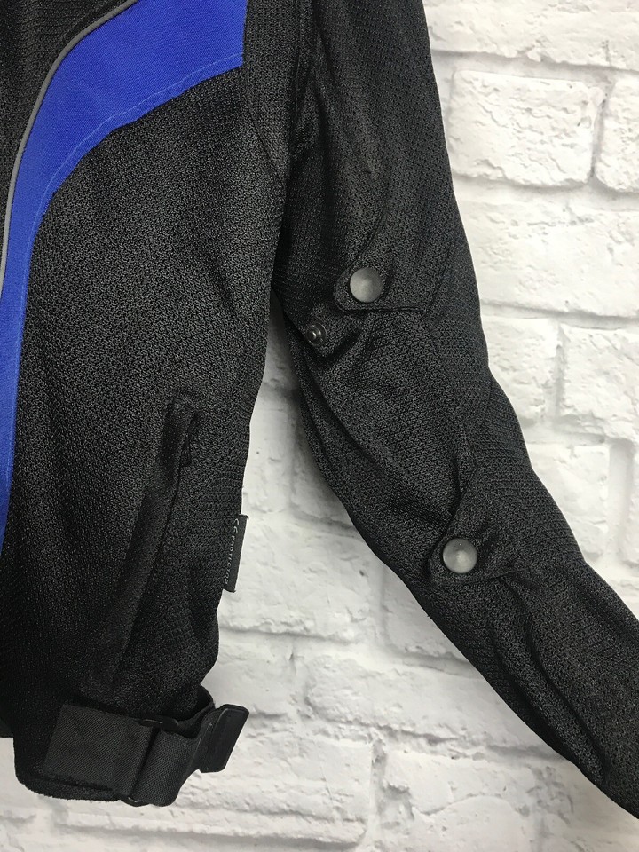 Protector Blue Black Riding Racing Motorcycle Jacket Scotchlite Padding ...