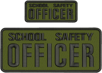 School Safety Officer 2 Embroidery patches 10x4 & 5x2 Velcr@ On Back ...