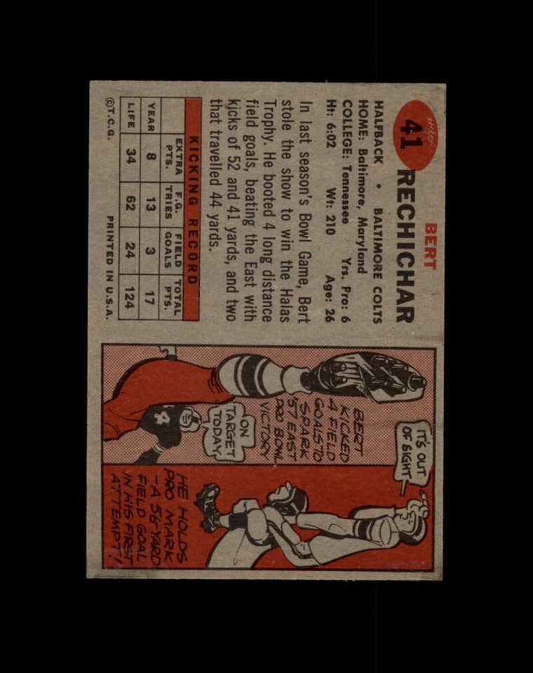 1957 Topps Football #041 Bert Rechichar STARX 6 EX/MT (CS128954) | eBay