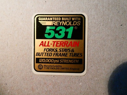 Vintage 1980's Reynolds 531 All Terrain tubing decal. NOS from Reynolds ...
