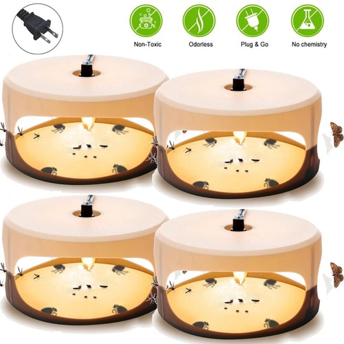 LOT Electric Dome Sticky Flea Light Trap Bed Bug Trap Killer Pest ...