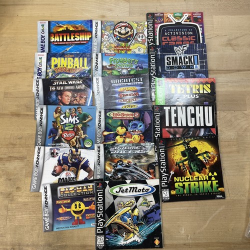 Lot of GameBoy Advance & PlayStation 1 Booklets MANUALS/INSERTS ONLY No ...