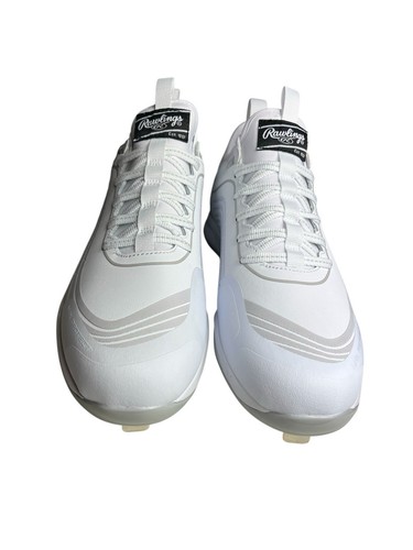 Rawlings 174930 Bullpen Low White Metal Baseball Cleats Men's Size 8.5 ...